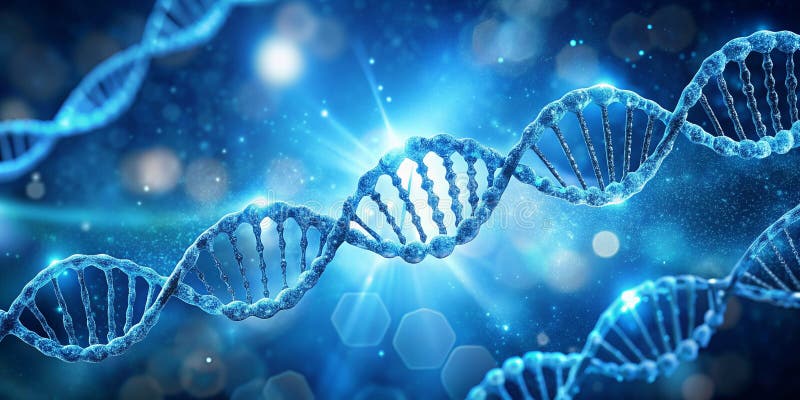 A Blue Background of Hexamer Dna Molecules on String Abstract Blue DNA ...