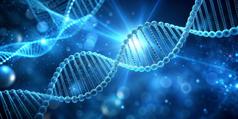 A Blue Background of Hexamer Dna Molecules on String Abstract Blue DNA ...