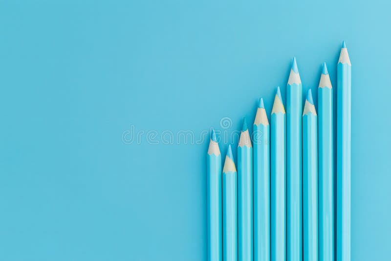 Light Blue Pencils on Blue Background Symbolizing Growth and Success ...