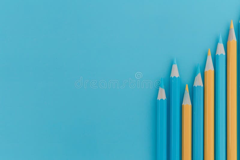 Light Blue Pencils Forming Upward Graph on Blue Background - AI ...