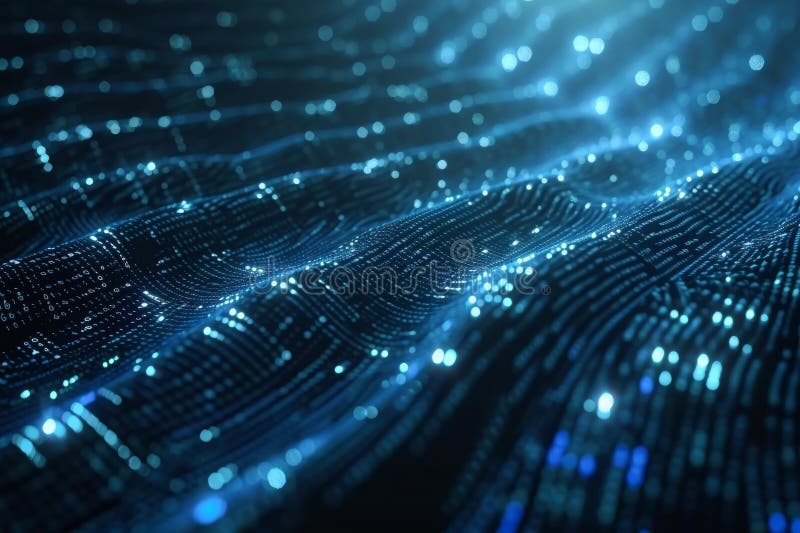 Blue Background with Lines and Dots, Abstract Visualization of a Deep Learning Neural Network ...