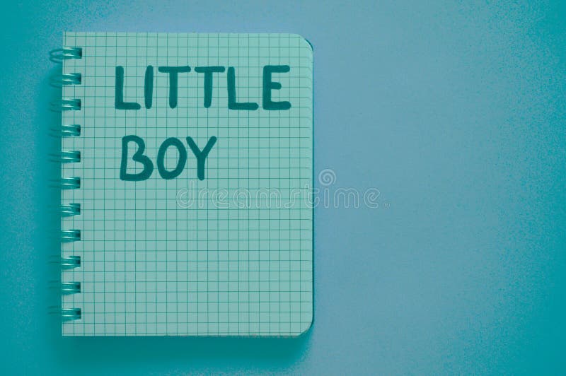 Little Boy Write on Blue Background Stock Illustration - Illustration ...