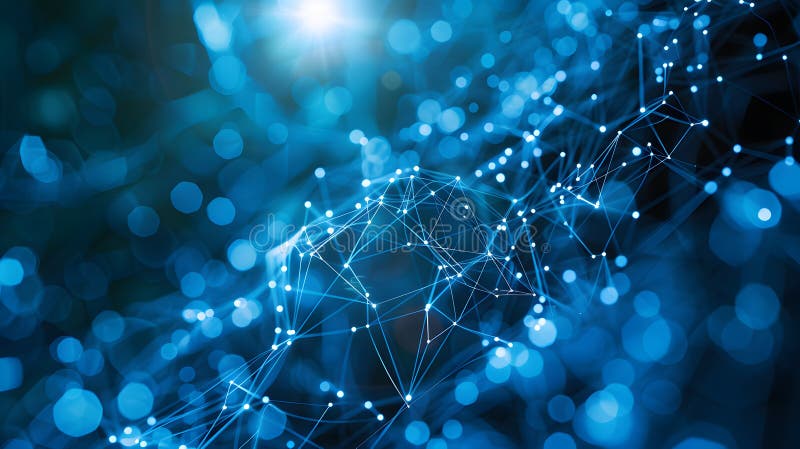 Abstract Blue Background with Network Connections and Data Transfer ...