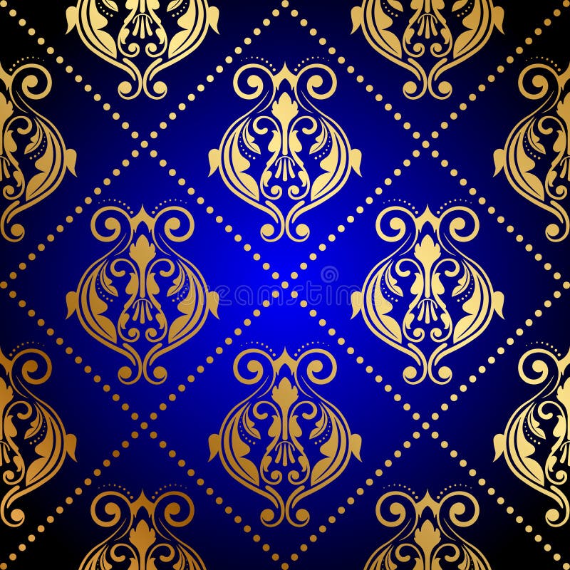 Blue Background with Luxury Gold Ornament Stock Vector - Illustration ...