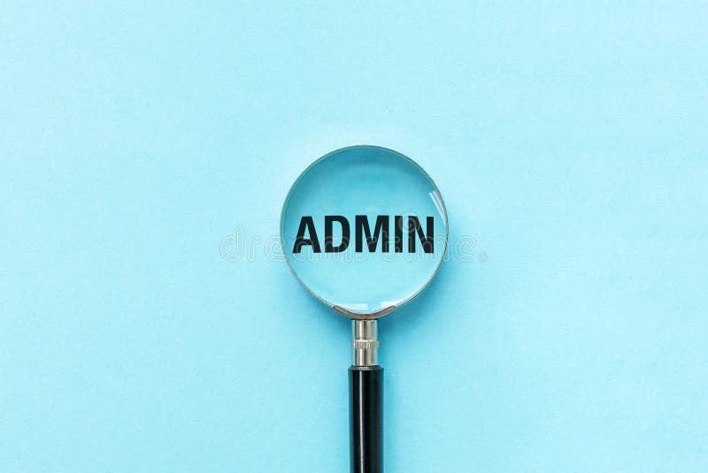 On a Blue Background, Magnifying Glass with the Text Admin. Business ...