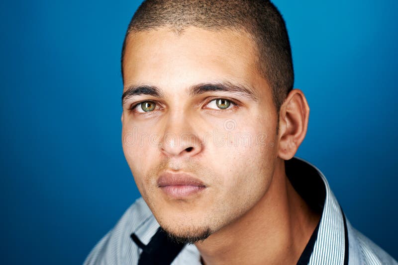 Blue Background Man Portrait Stock Photo - Image of headshot, adult ...