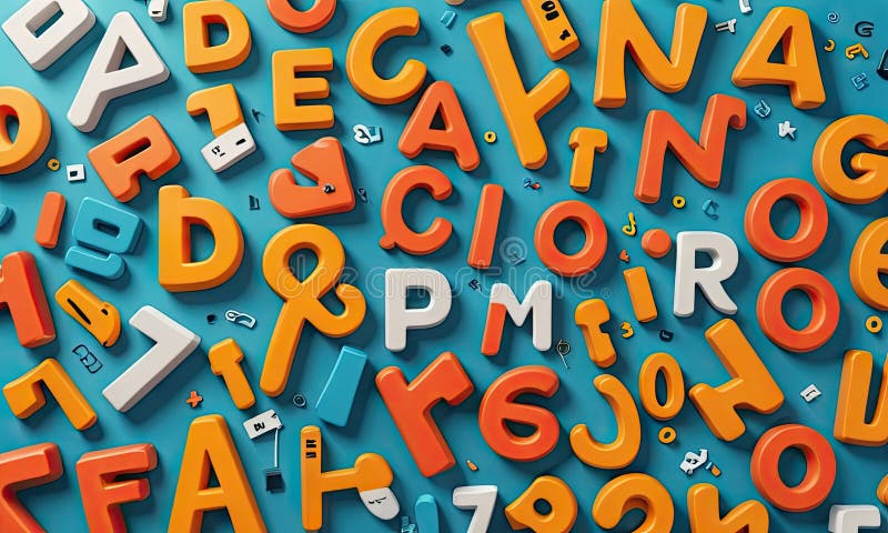 A Blue Background with Many Different Colored Letters of the Alphabet ...