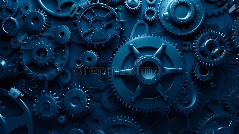 A Blue Background with Many Gears and Cogs Stock Image - Image of clock ...