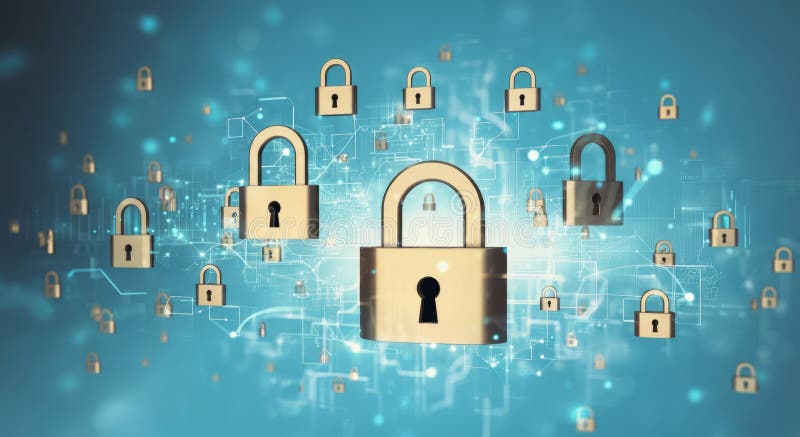 Blue Background with Many Locks on it Stock Illustration - Illustration ...