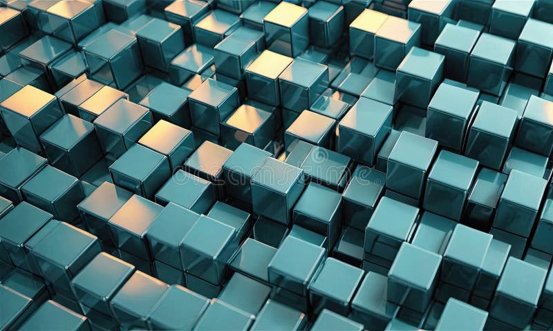 A Blue Background with Many Small Cubes on it. Stock Illustration ...