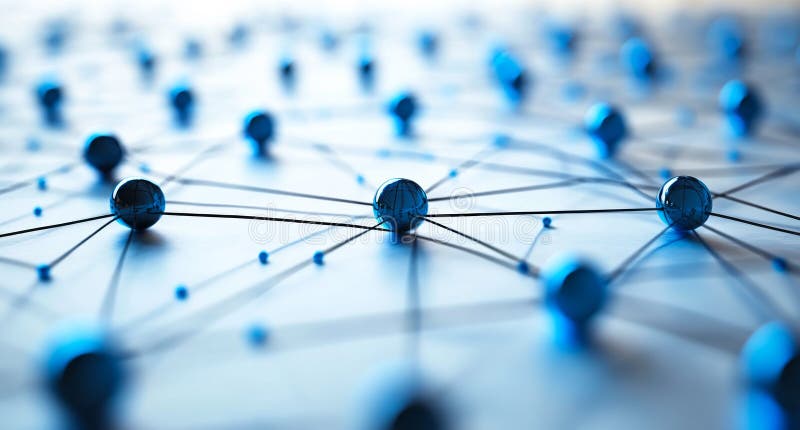 Blue Background Many Small Spheres Scattered Throughout Stock Photos ...