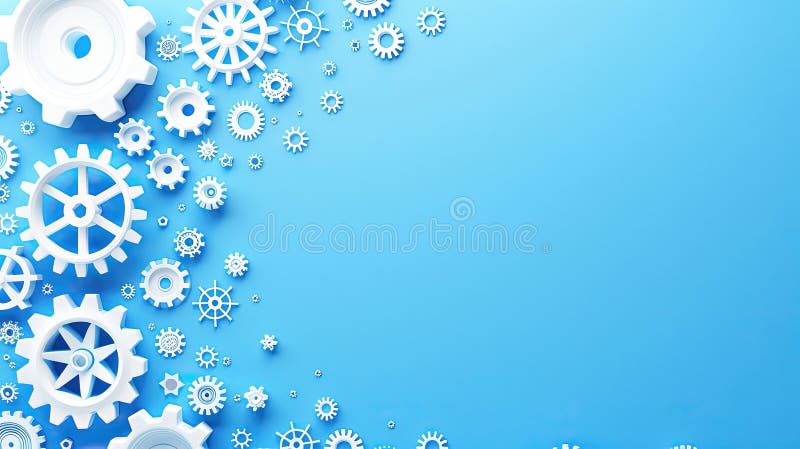 A Blue Background with Many White Gears Stock Image - Image of gears ...