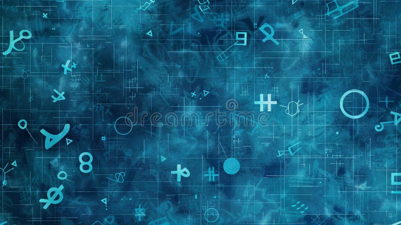 Blue Background with Math Symbols. Science Mathematical Signs Light ...