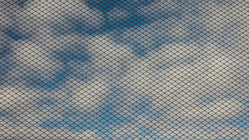 Blue Background, Metal Grid in the Background Blue Sky and Clouds Stock ...