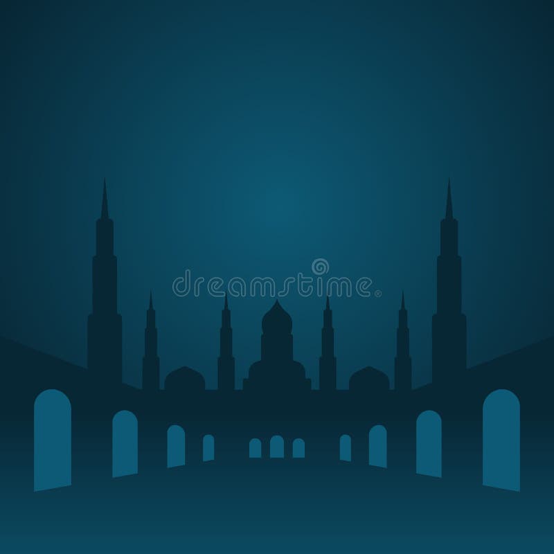 Blue Background Mosque Vector Stock Illustration - Illustration of ...