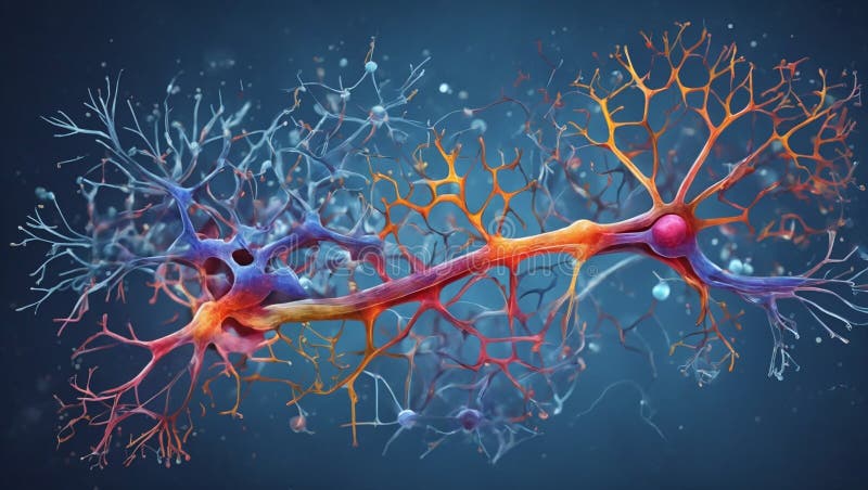 On Blue Background, a Network of Neural Connections, Synapses, Brain ...