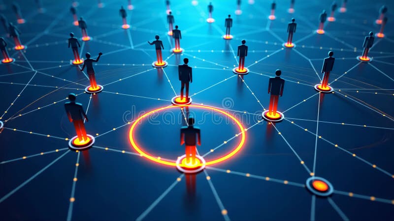 Blue Background with a Network of People in Orange Stock Footage ...