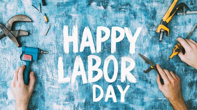 Labour Day Poster Hands Holding Wrench Stock Photos - Free & Royalty ...