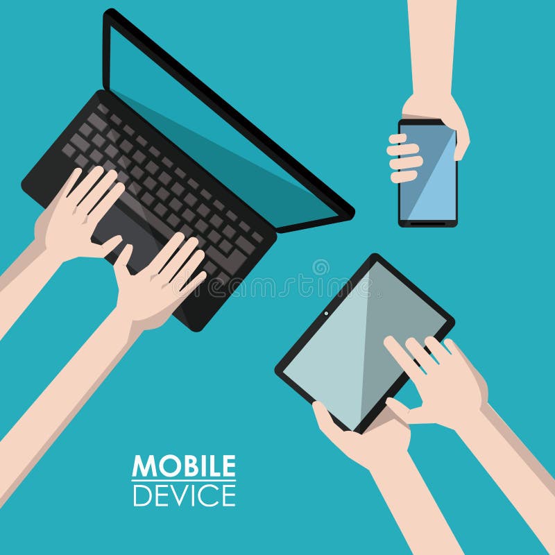 Red Poster Mobile Device of Laptop Computer in Top View and Link To ...