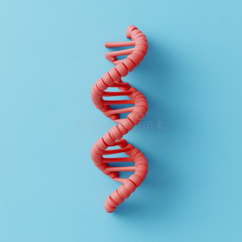 A Blue Background Provides the Setting for a Simple Red Dna Strand ...