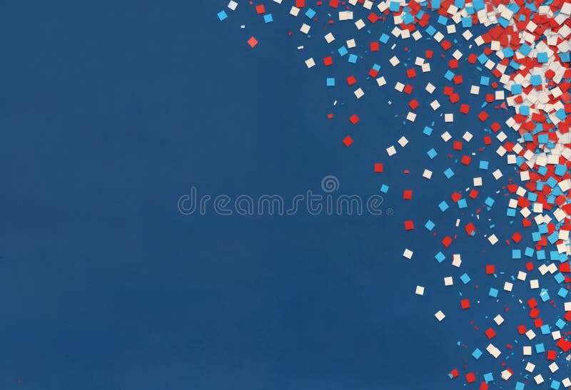 A Blue Background with Red White and Blue Sprinkles and Confetti Stock ...