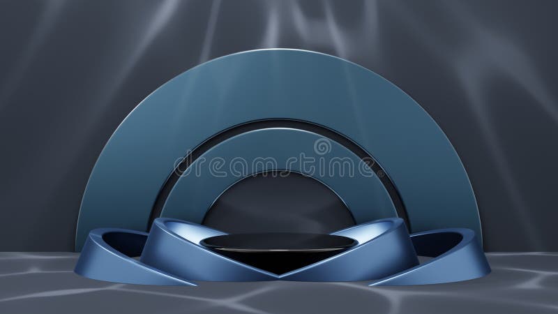 Blue Background Round Podium for Cosmetic Product, Object. Empty ...