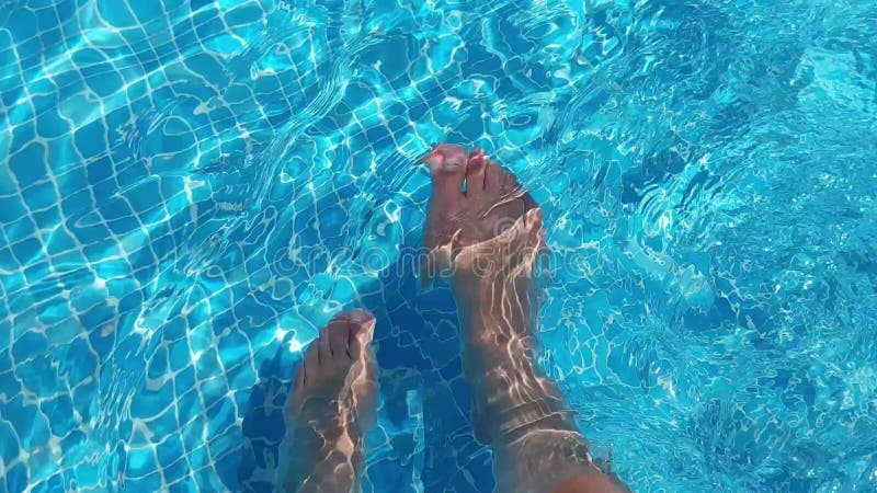 Blue Background, Sea Background. a Beautiful Pool with Blue Water. Feet ...