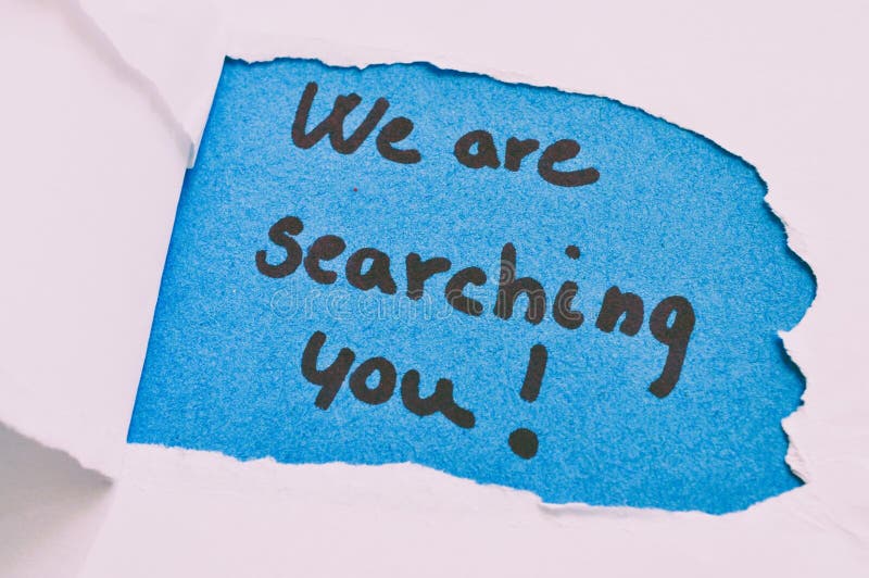 We are Searching You Text on Blue Background Stock Illustration ...