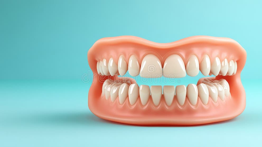 A Blue Background Serves As the Setting for a Gum Model with Triple ...