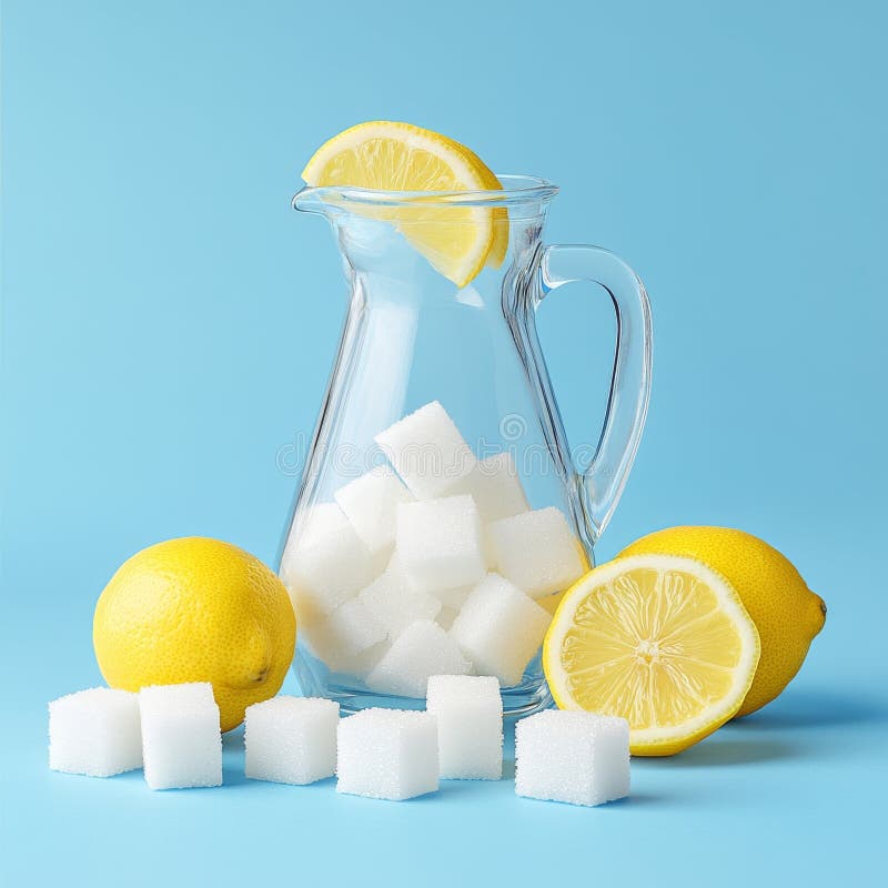 Refreshing Pitcher of Lemonade on a Wooden Table. Stock Photo - Image ...