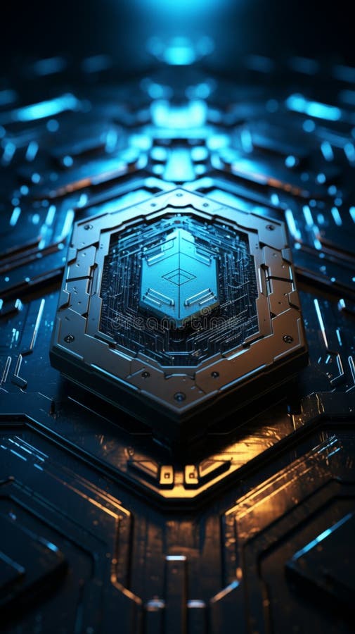 A Blue Background Sets the Stage for a Shield, Lock Icon, and Binary ...