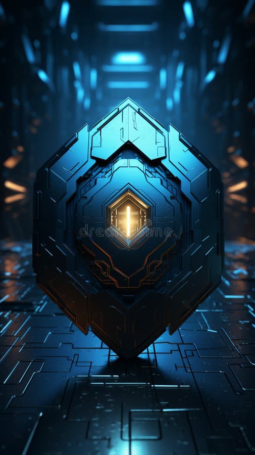 A Blue Background Sets the Stage for a Shield, Lock Icon, and Binary ...