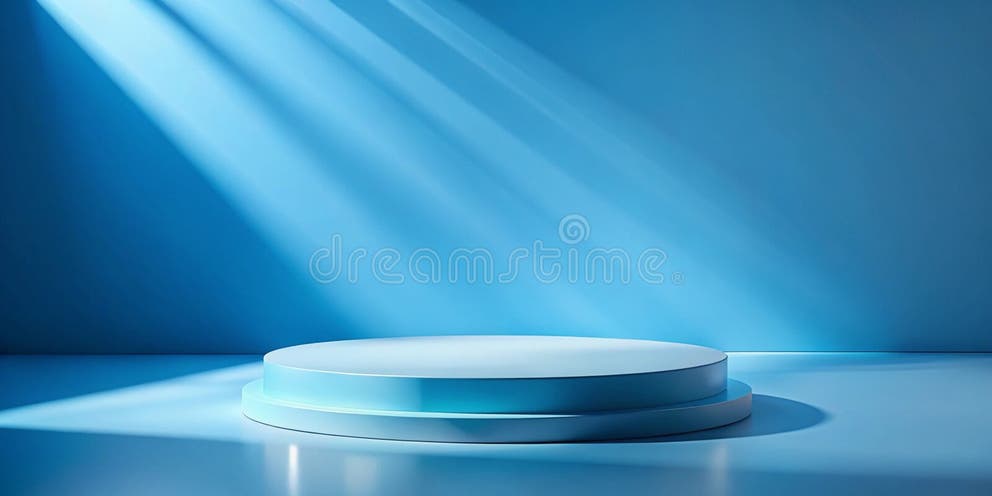 Blue Background with Shadows and Round Podium for Product Presentation ...