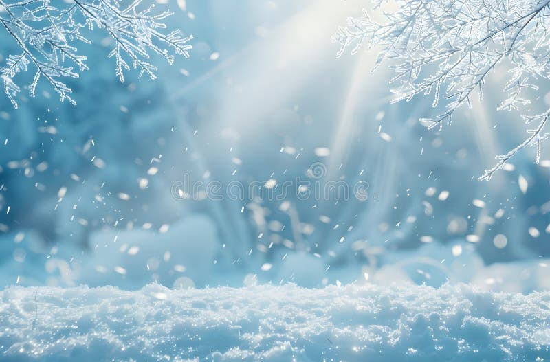Winter Wonderland: Snowy Branches with Light Beam Stock Illustration ...