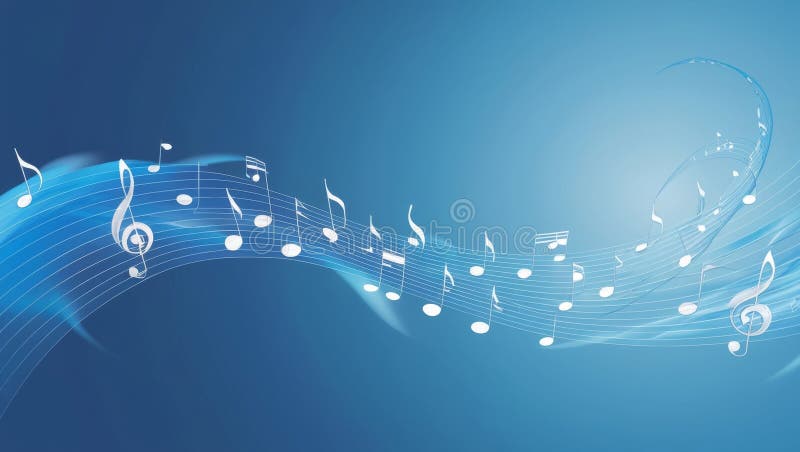 Blue Background with Streaming Music Notes, Creating a Melodic Flow ...