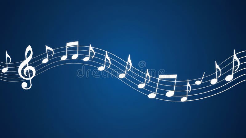 Blue Background with Streaming Music Notes, Creating a Melodic Flow ...