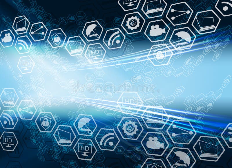 Blue Background with the Symbols of the Internet Stock Vector ...