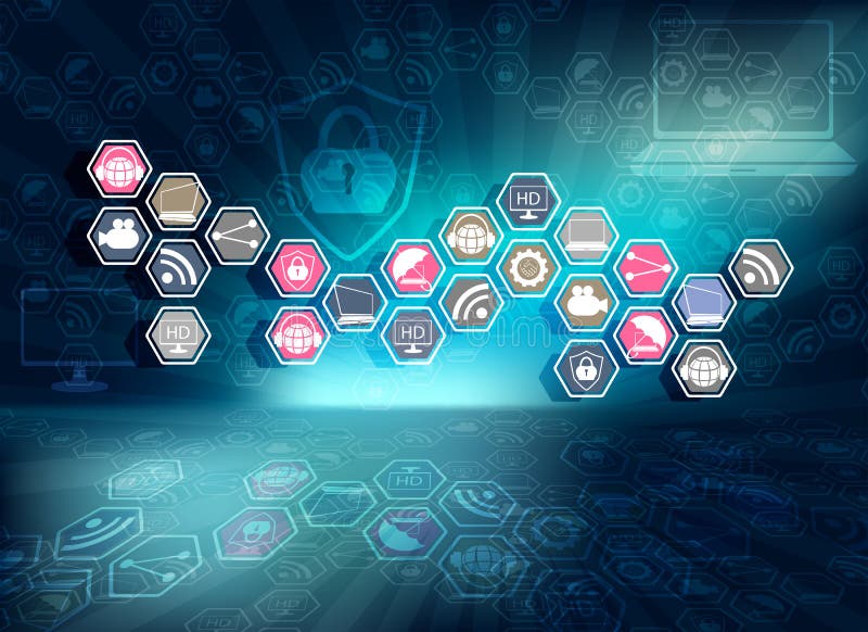 Blue Background with the Symbols of Internet Stock Vector ...