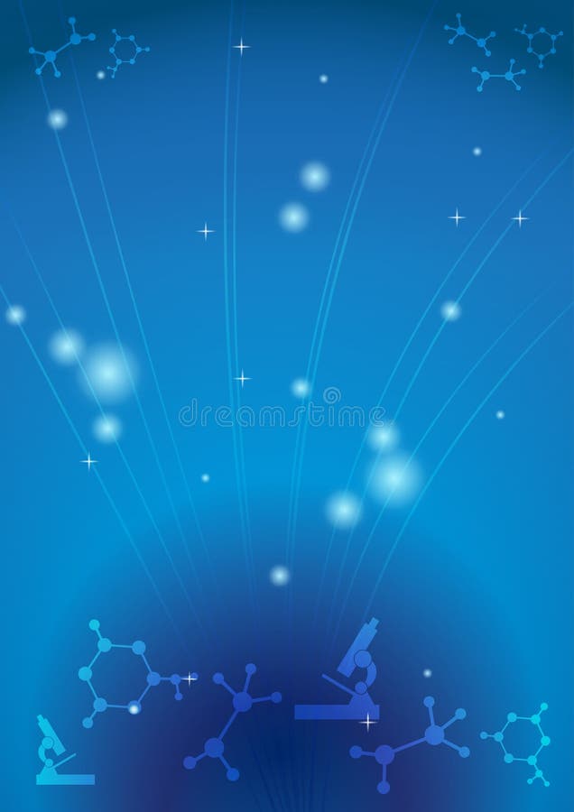 A4 Blue Background. Template with Molecules, Microscope. Vector ...