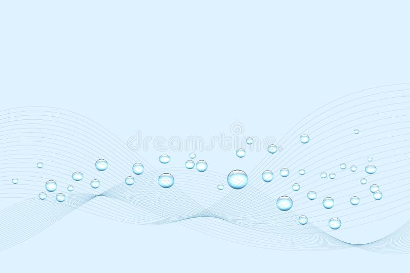 Blue Background with Water Drops and Linear Waves on a Blue Background ...