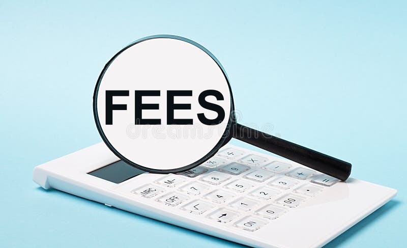 On a Blue Background, a White Calculator and a Magnifying Glass with ...