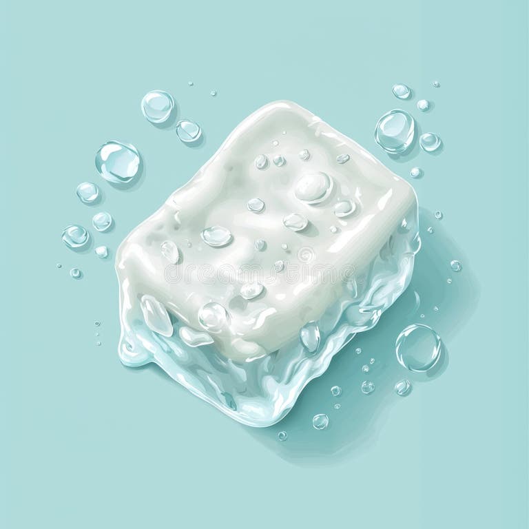 On a Blue Background, a White Inflatable Raft Holds Ice Cubes Stock ...