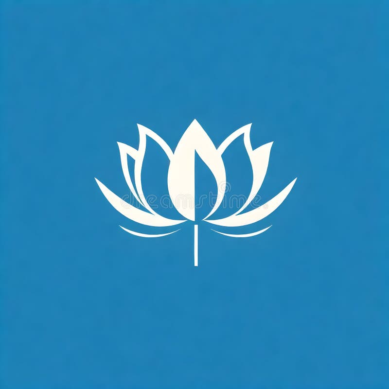 A Blue Background with a White Lotus Flower Logo Stock Vector ...