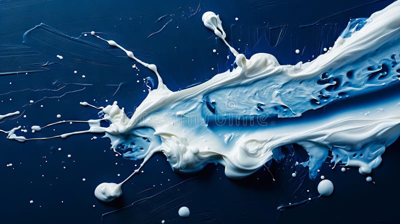A Blue Background with White Milk Splashed on it Stock Photo - Image of ...