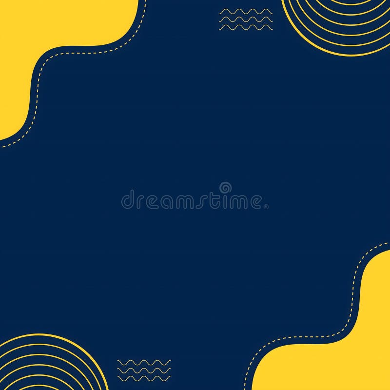 Blue Background with Yellow Abstract Shapes and Circle Stock ...