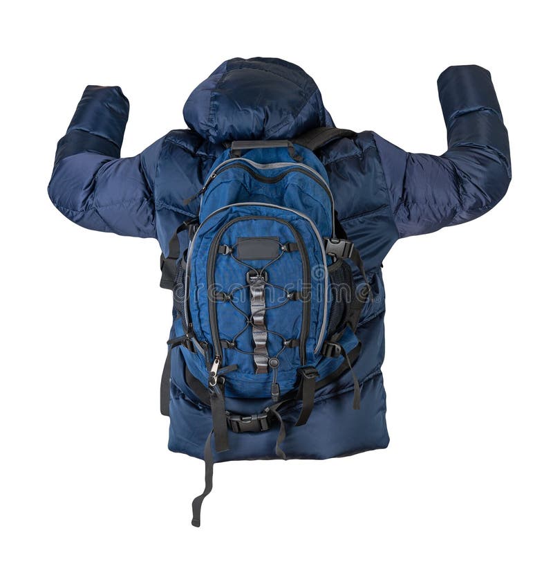 Black Backpack Dressed in a Red Jacket Isolated on a White Background ...