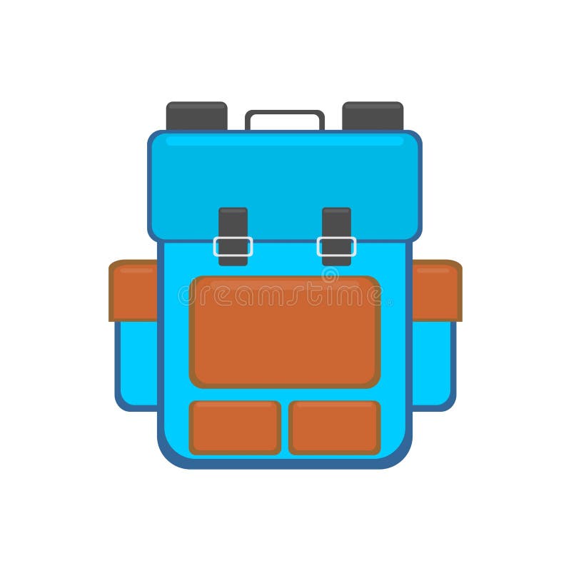 Blue Backpack Flat Design Illustration Stock Vector - Illustration of ...