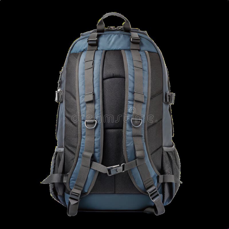Blue Backpack Isolated on Transparent Background, Rear View Stock Image ...