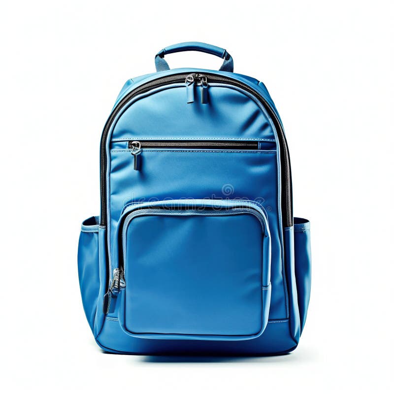 Blue Backpack Isolated on White, Created with Generative AI Stock Photo ...