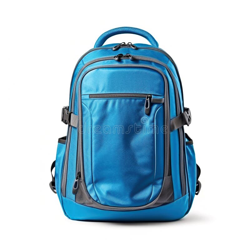 Blue Backpack Isolated on White, Created with Generative AI Stock Image ...